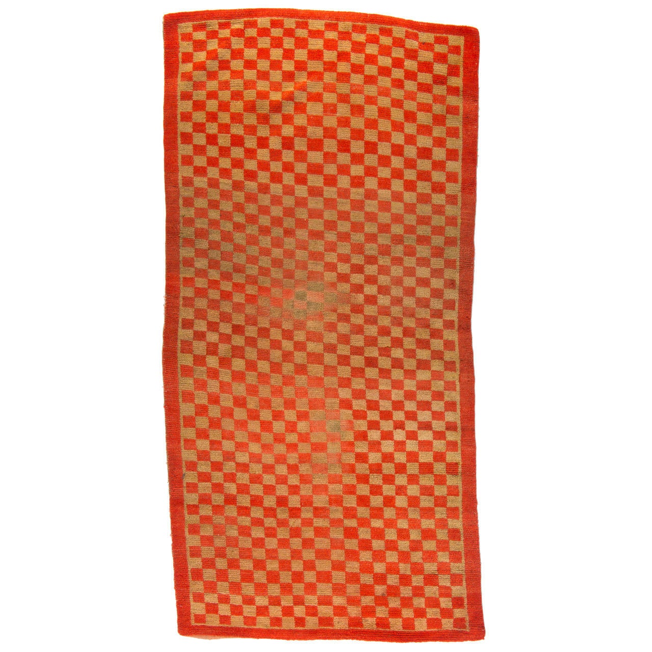 Red Checkerboard Tibetan Rug For Sale at 1stDibs