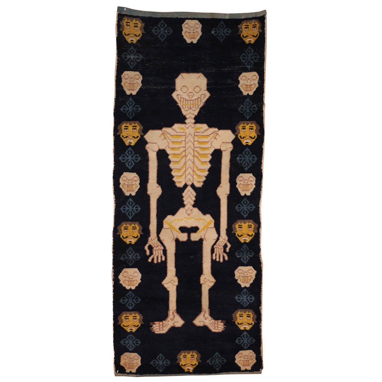 19th Century Rare Tibetan Skeleton Rug For Sale at 1stDibs