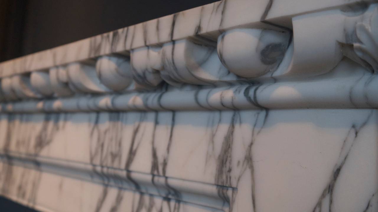 Queen Anne Breche Marble Surrounded with Egg and Dart Moulding at 1stDibs