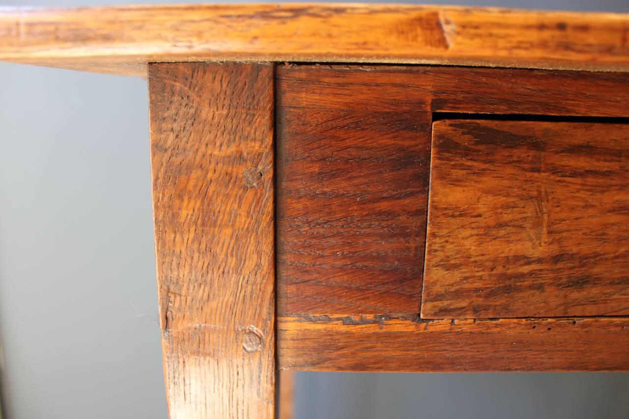 19th Century French Oak Writing Table with Drawer and Two Pull Out ...