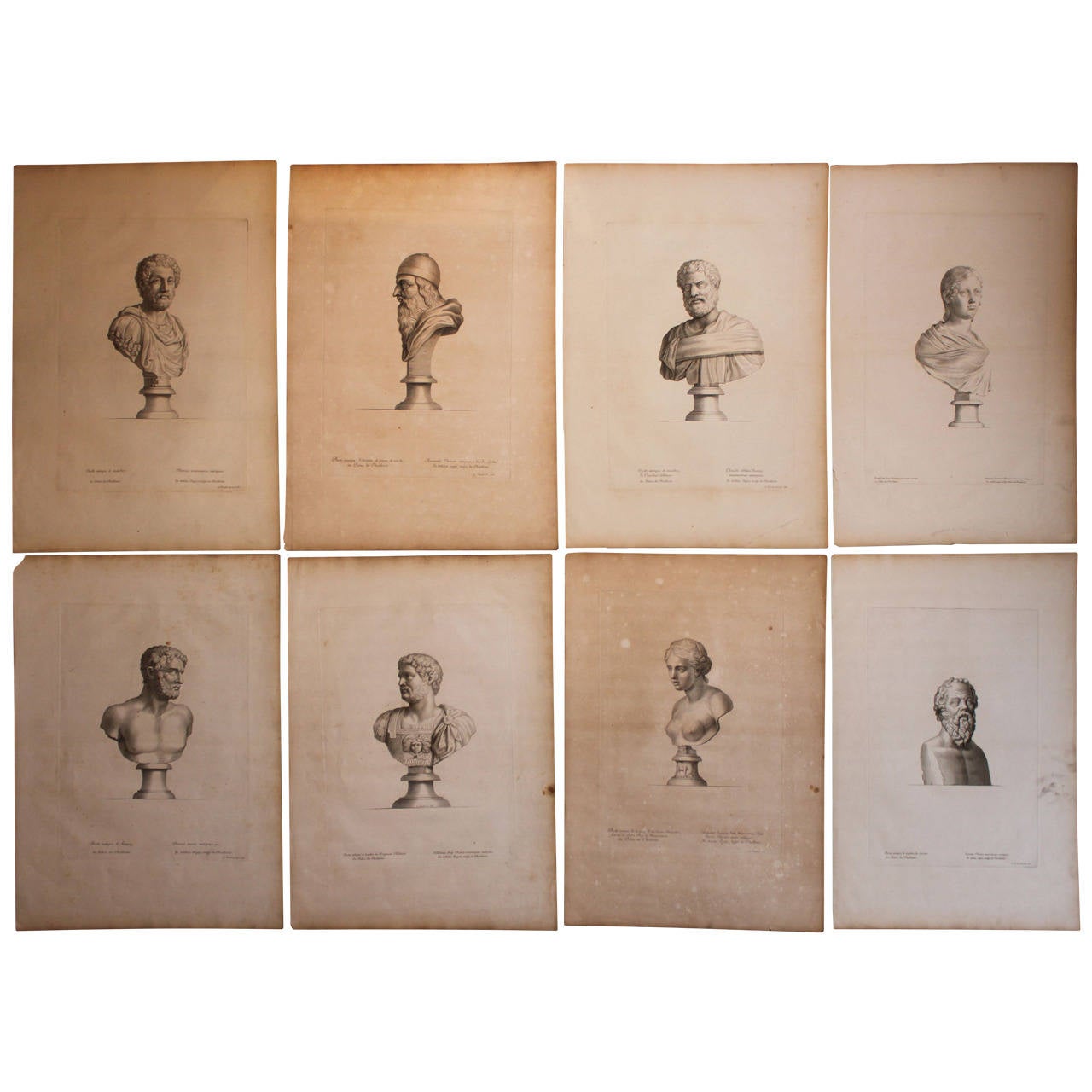 17th Century Copperplate Engravings of Roman Busts and Statutes, France ...