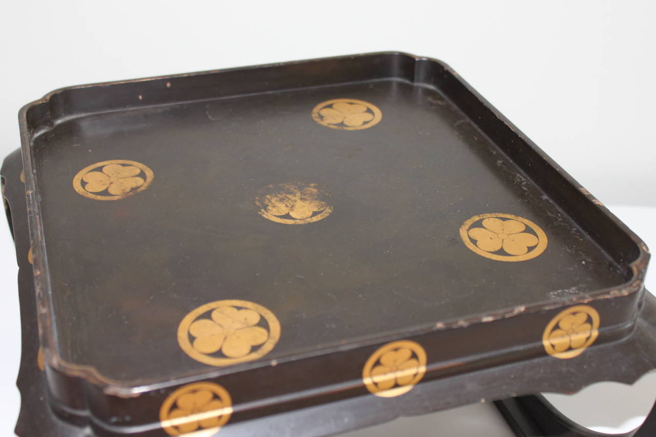Japanese Wooden Stand with Samurai Family Mark in Gold, 19th Century at ...