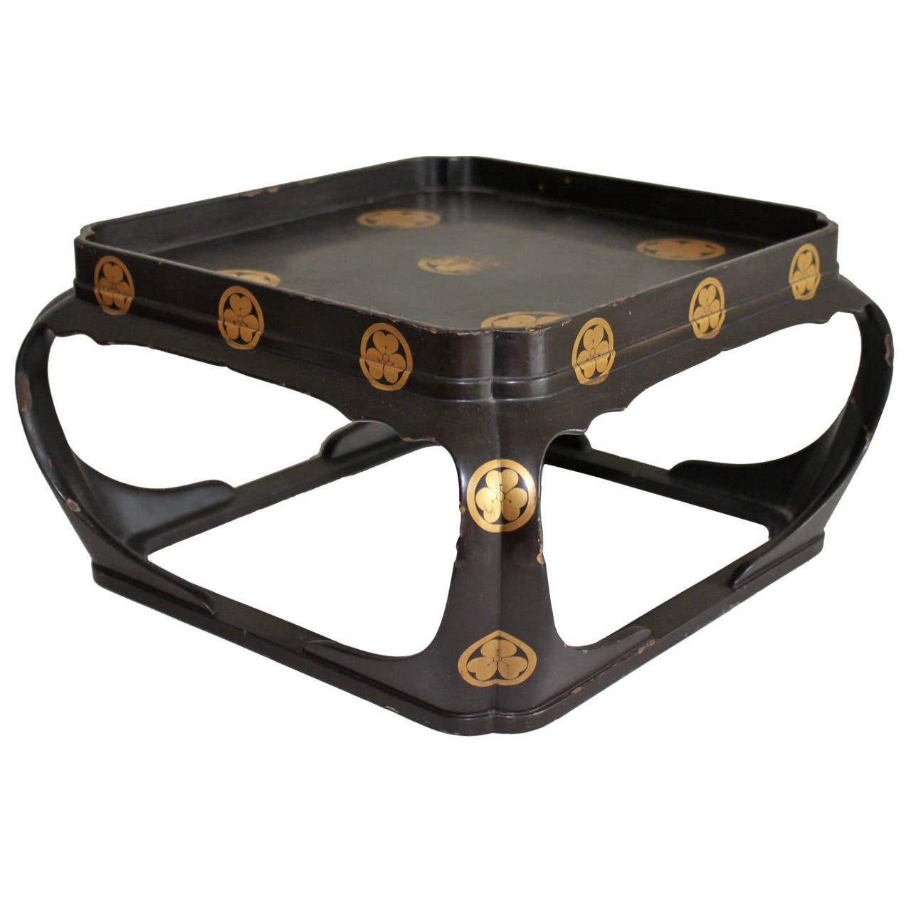 Japanese Wooden Stand with Samurai Family Mark in Gold, 19th Century at ...