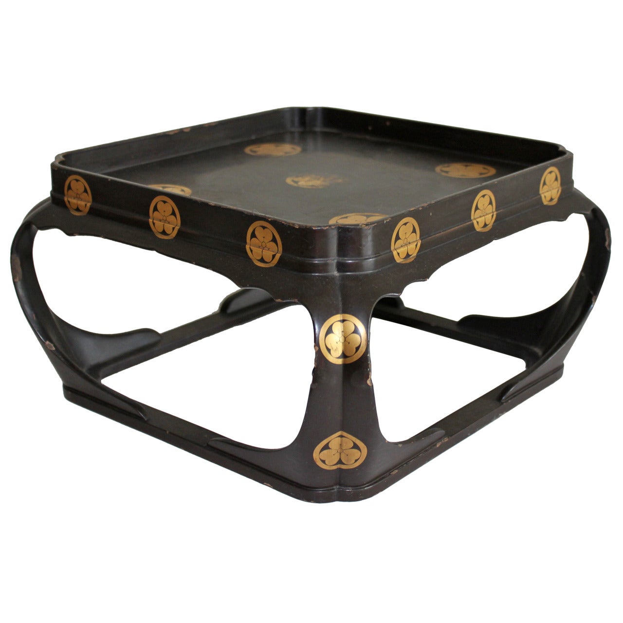 Japanese Wooden Stand with Samurai Family Mark in Gold, 19th Century at ...