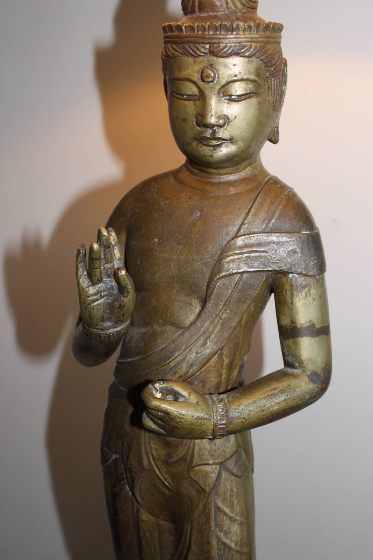 Mid Century Bronze Buddha Lamp in the Style of Marbro at 1stDibs