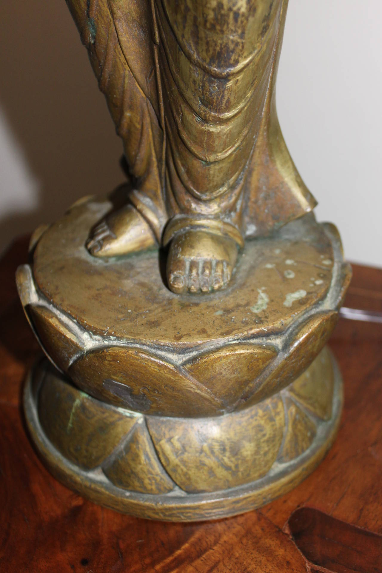 Mid Century Bronze Buddha Lamp in the Style of Marbro at 1stDibs