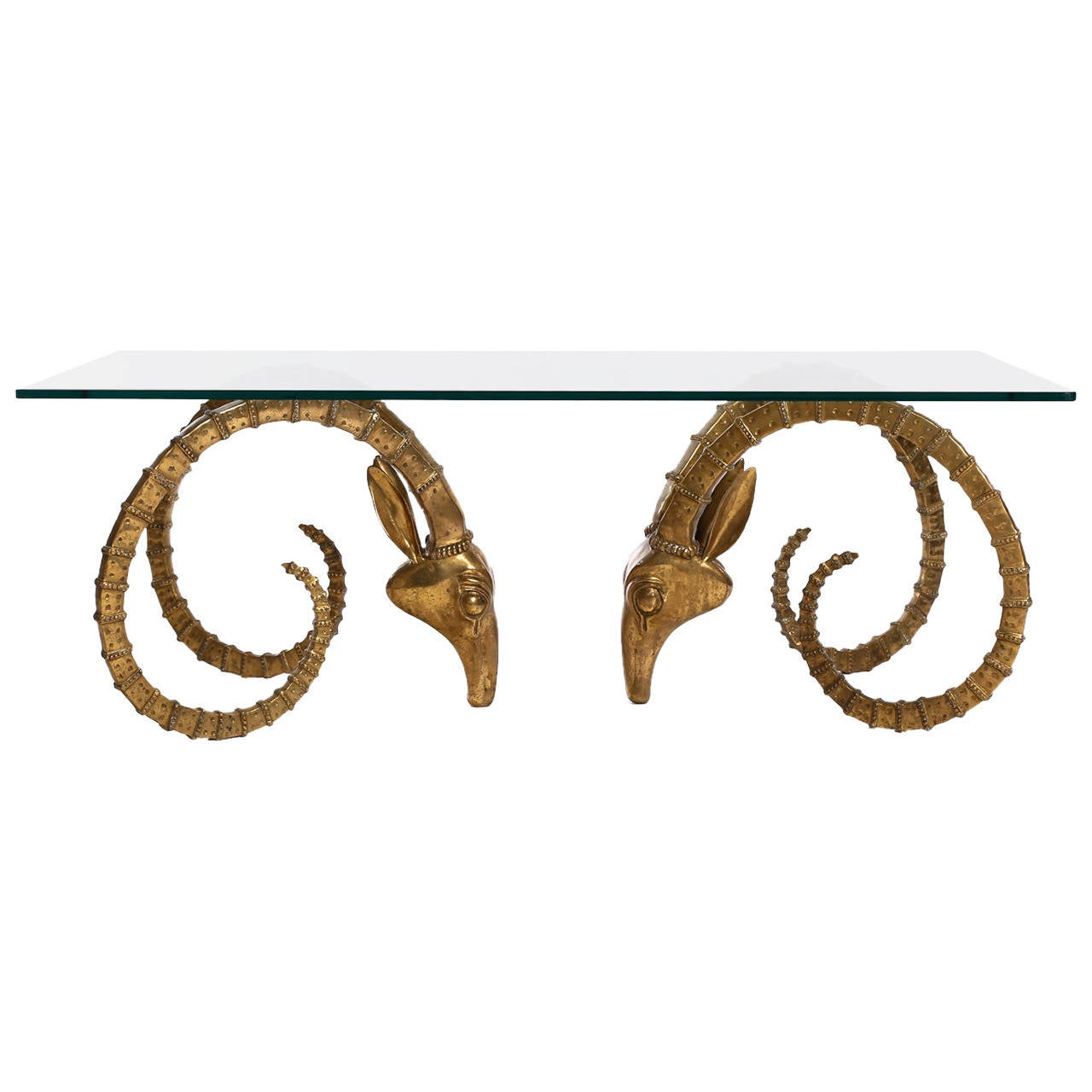 Brass Ram's Head Coffee Table at 1stDibs