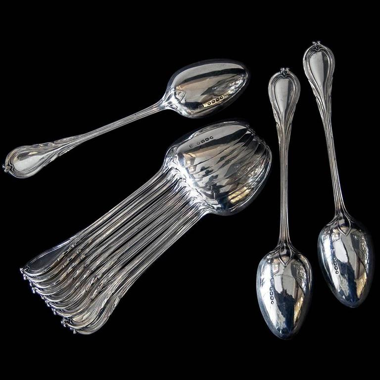 12 Antique Silver Lily Pattern Teaspoons For Sale at 1stdibs