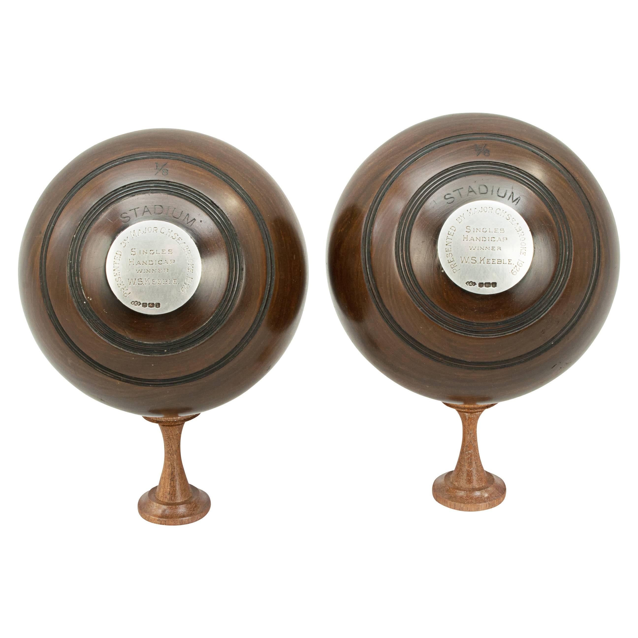 Pair of Presentation Lawn Bowls by Slazenger at 1stDibs