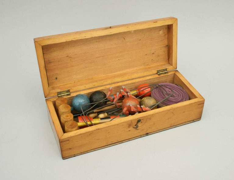 Table Croquet Set in Pine Box at 1stDibs