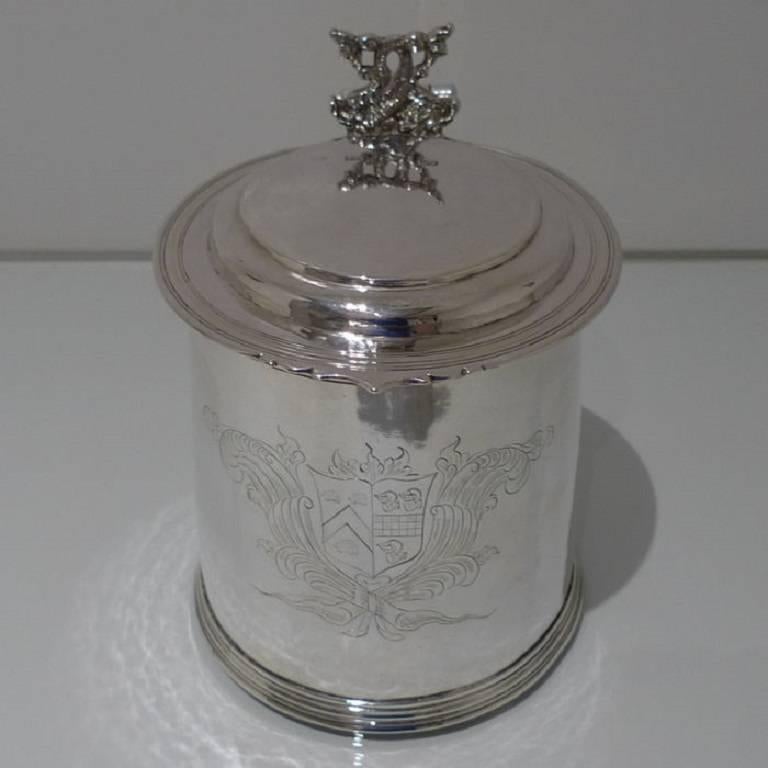 Sterling Silver Charles II Large Tankard and Cover 1679 Maker EG ...