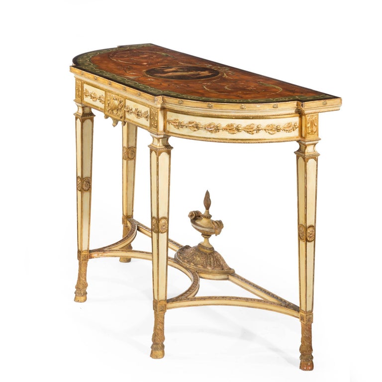 Late Victorian Parcel Gilt and Painted Adam Style Console Table at 1stDibs