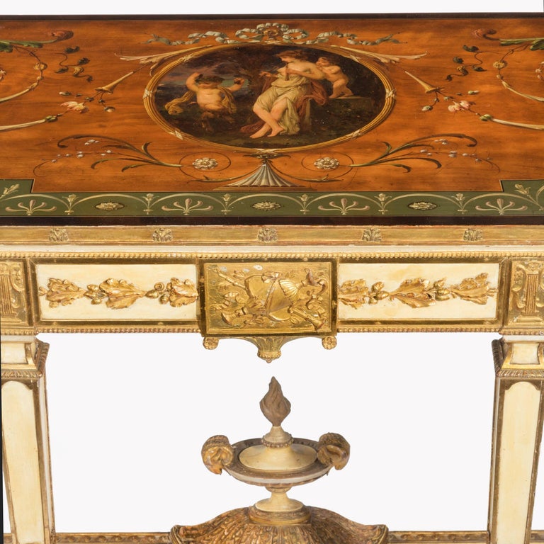 Late Victorian Parcel Gilt and Painted Adam Style Console Table at 1stDibs