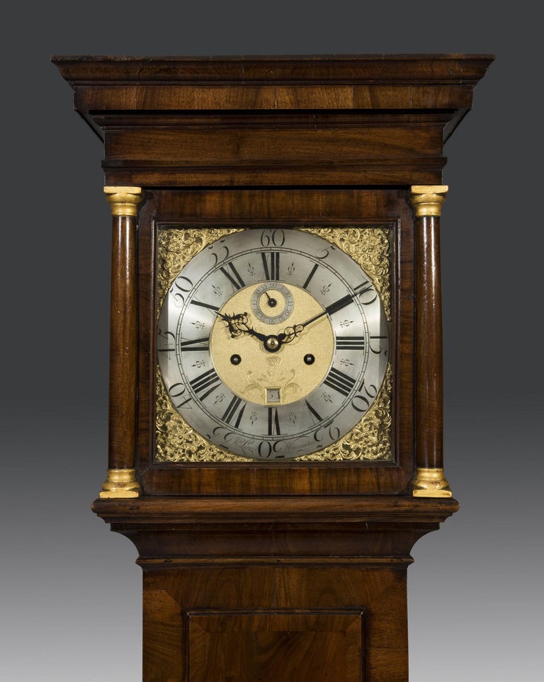 George III Period Dial Walnut Longcase Clock by Richard Lewis of ...