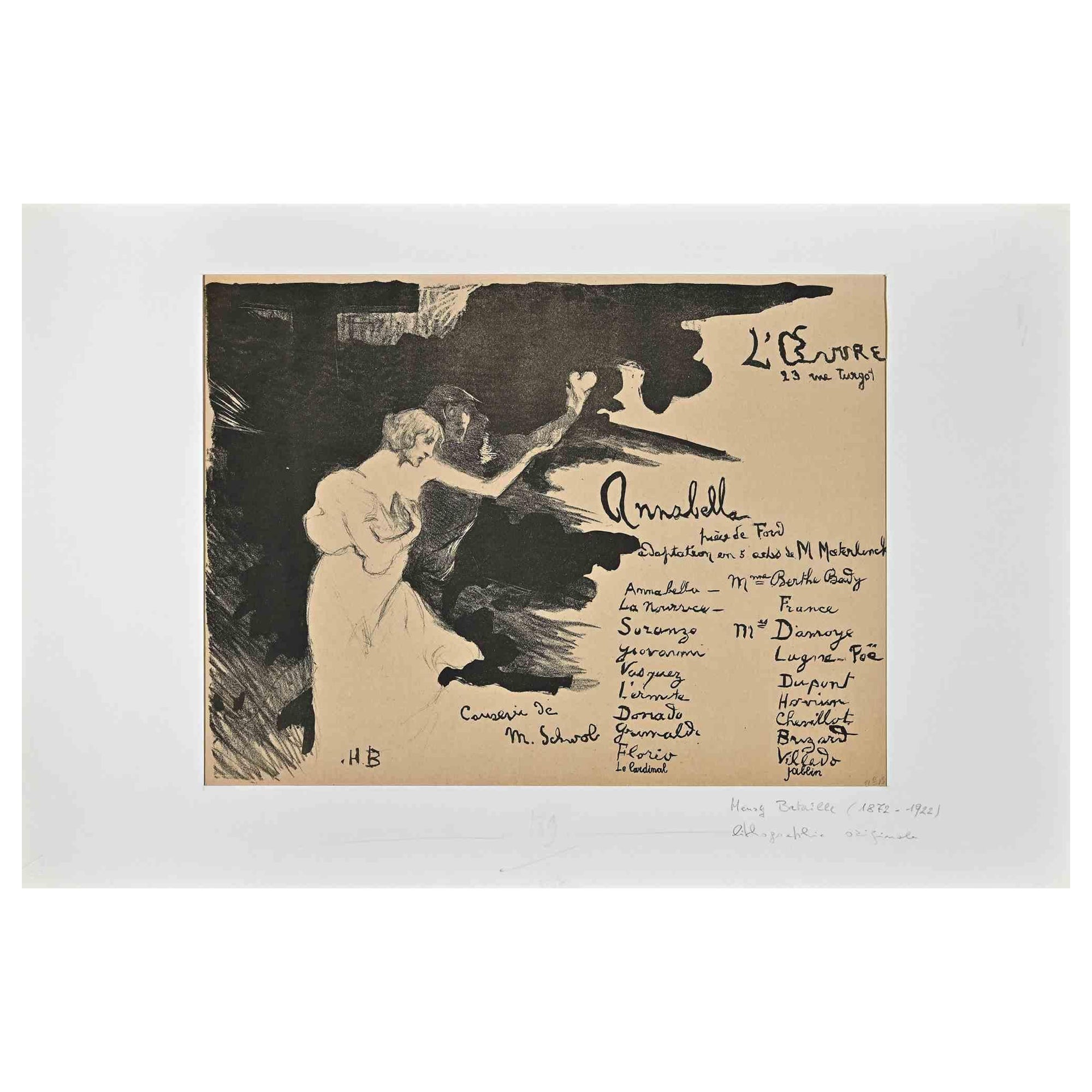 Henry Bataille - Annabella - Lithograph by Henry Bataille - Early 20th ...