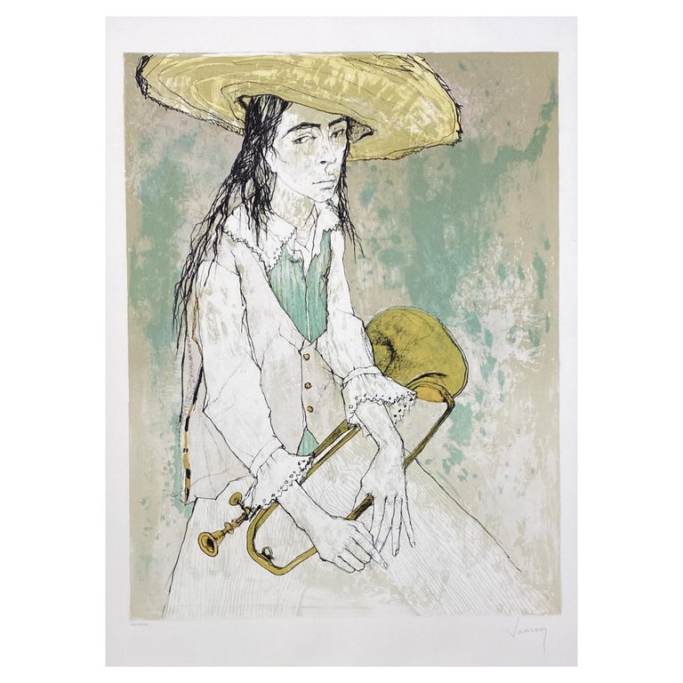Jean Jansem - Le Clairon, 1993, original lithograph by Jean Jansem ...