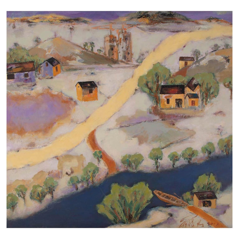 Dejun Chen - Original Landscape Oil On Canvas "Hometown" For Sale at ...