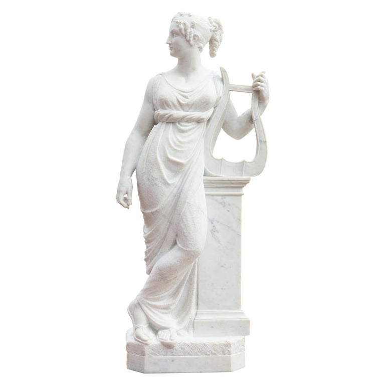 Unknown - Large Classical Marble Sculpture of Greek or Roman Muse For ...