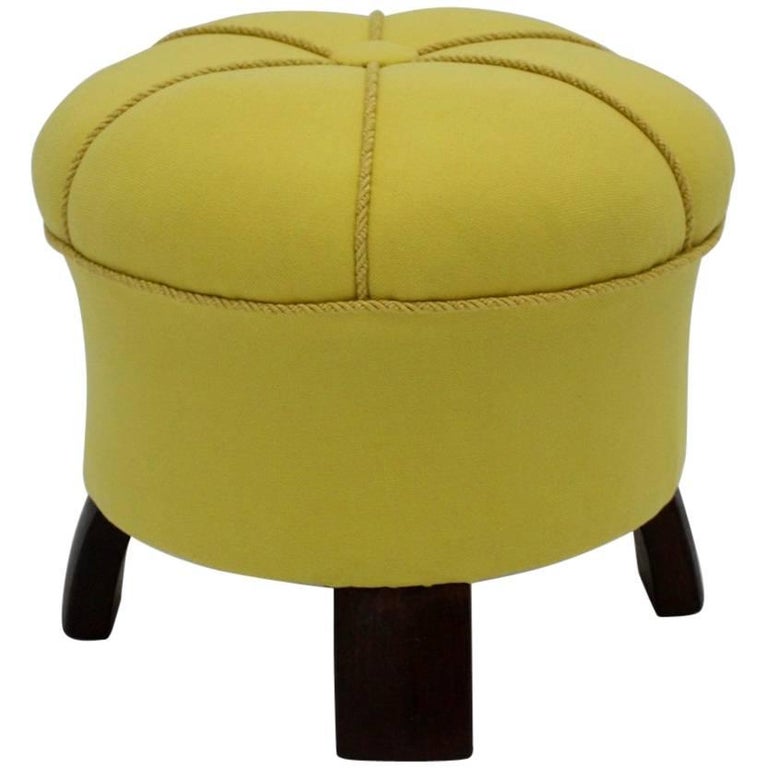 Yellow Art Deco Era Vintage Pouffe Austria, 1930s For Sale at 1stDibs