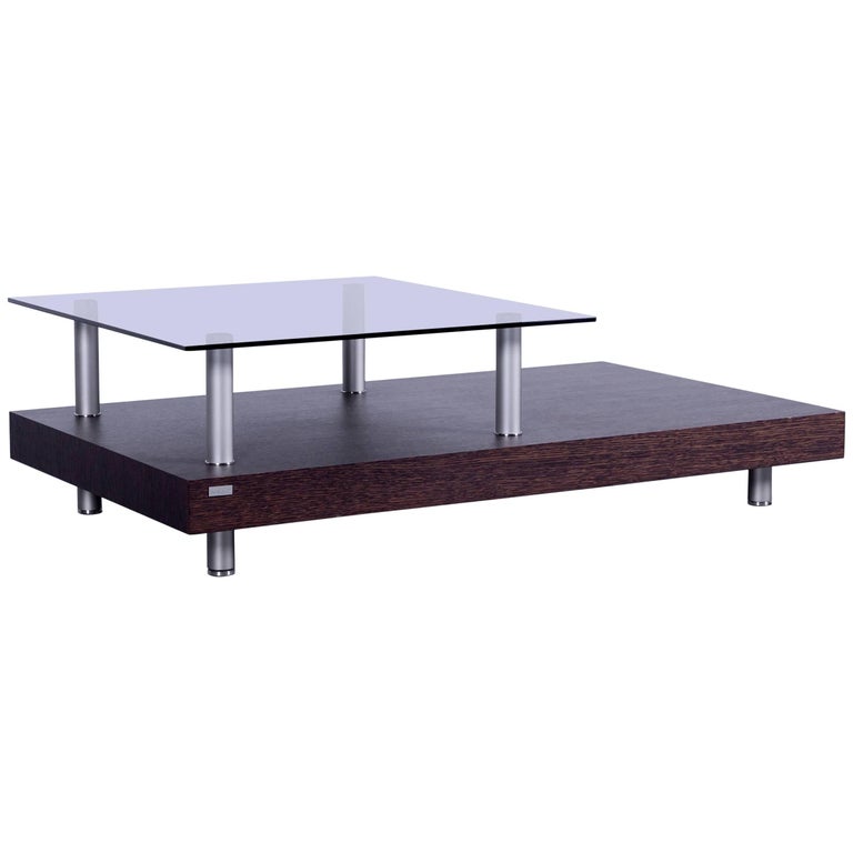 Hülsta Designer Coffee Table Couch Table Glass Wood Table Modern at 1stDibs