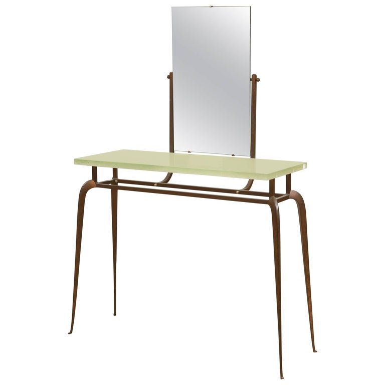 Stylish French Bronze Art Deco Vanity Attributed to Rene Drouet at 1stDibs