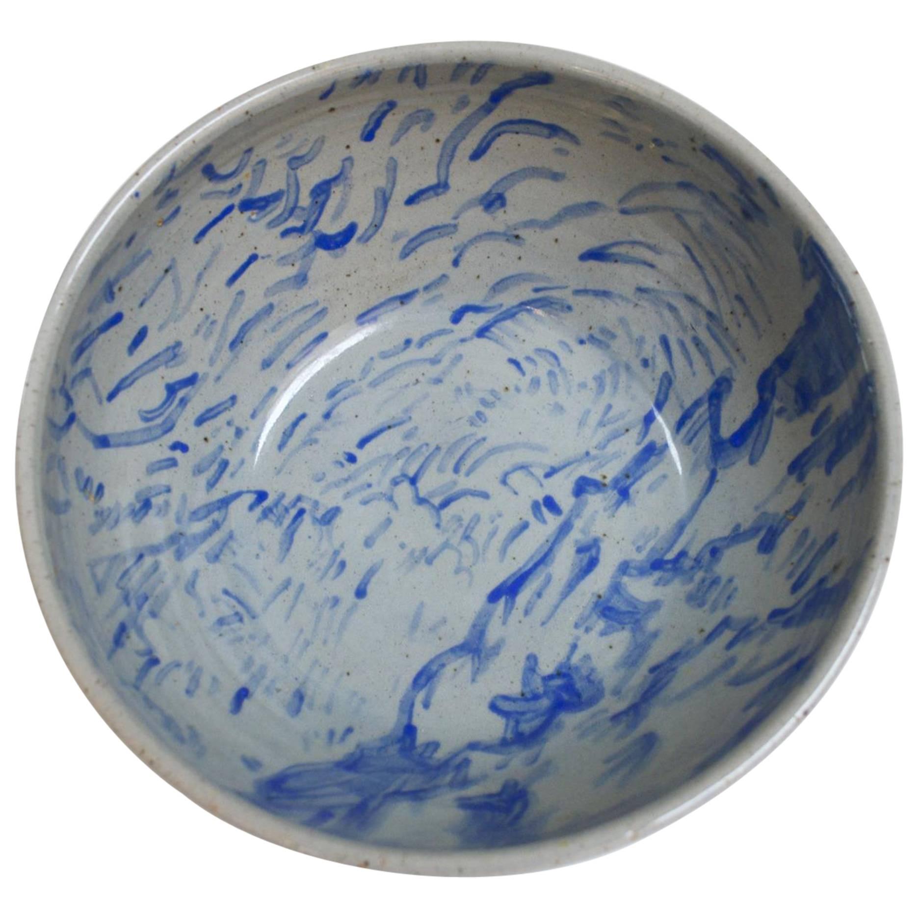 Contemporary Gray Stoneware Bowl, Hand Engraved by Artist Patricia ...