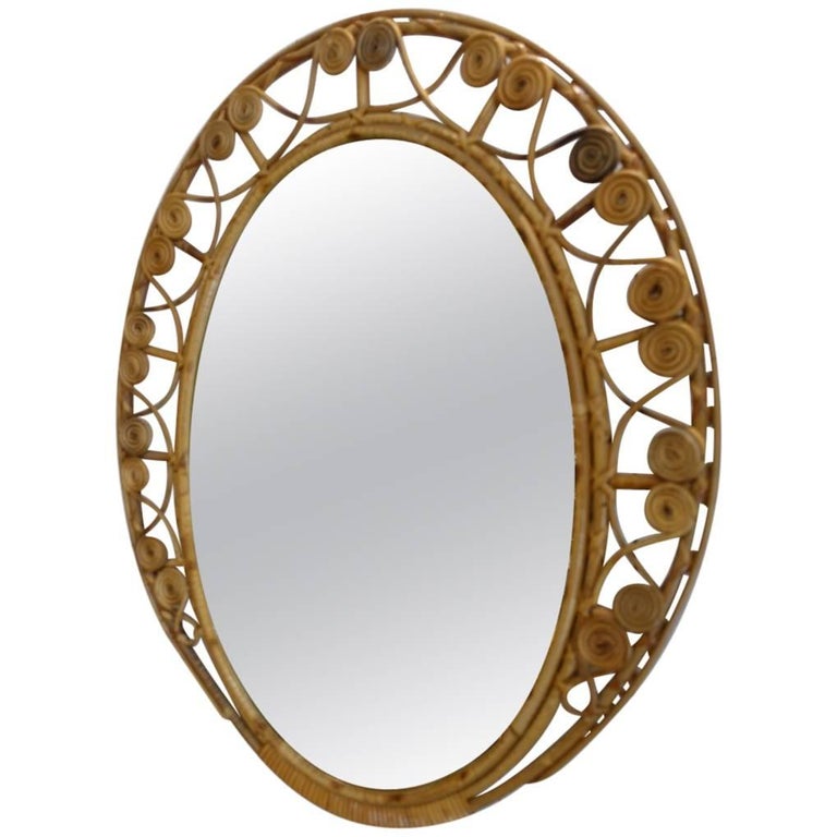Retro Rattan Mirror at 1stdibs