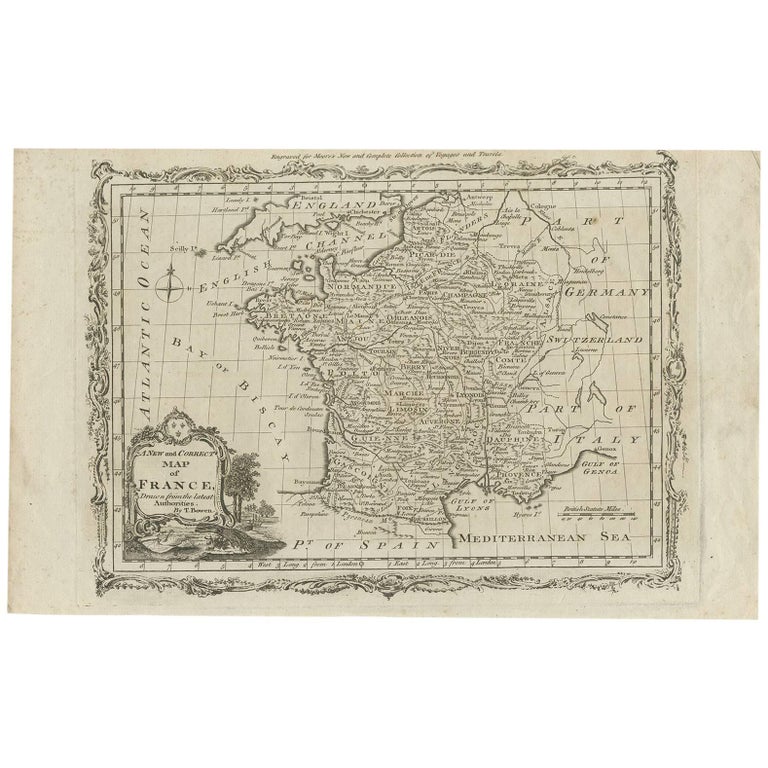 Antique Map of France by T. Bowen, 1785 For Sale at 1stDibs