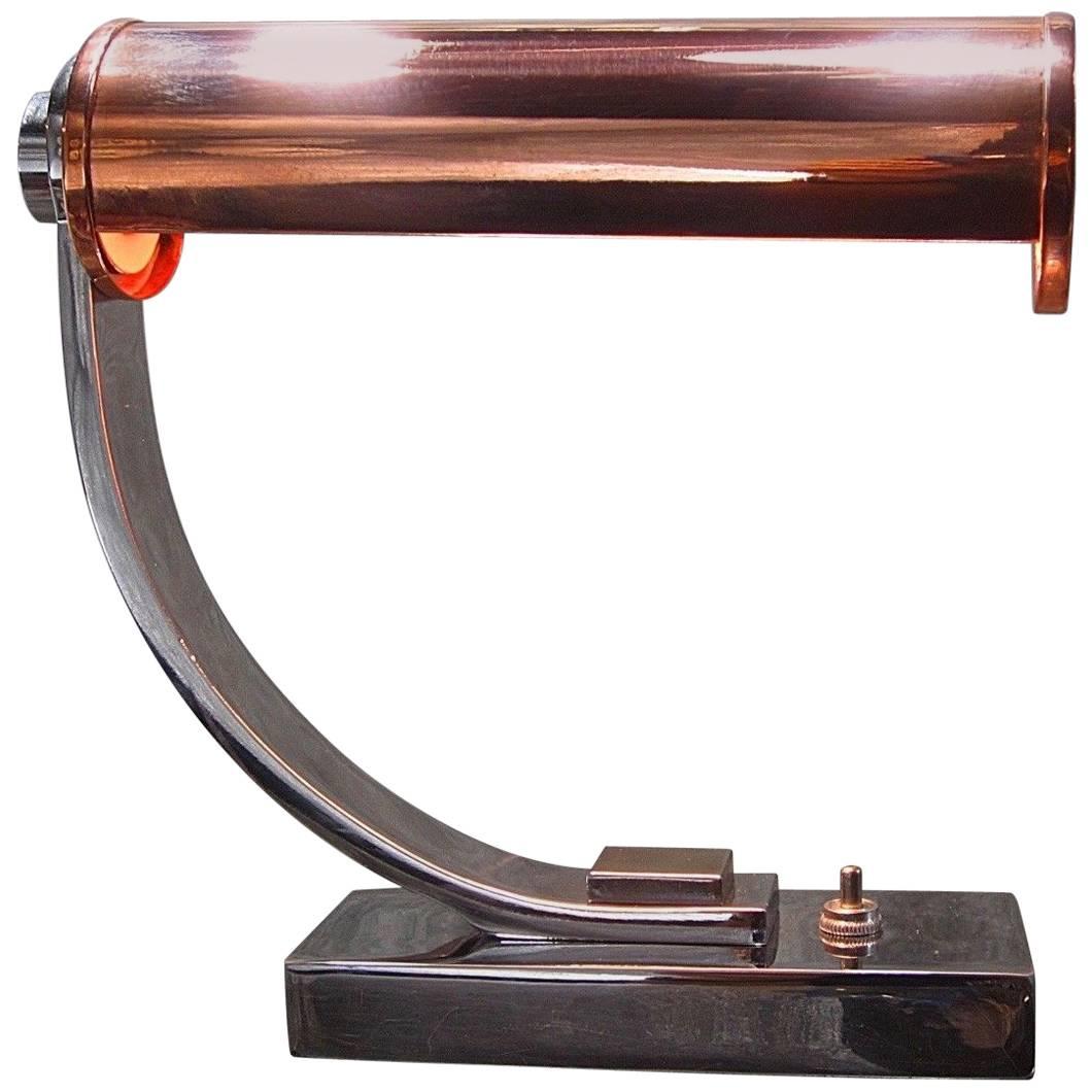 Gilbert Rohde Machine Age Art Deco Chrome and Copper Table Desk Lamp at ...