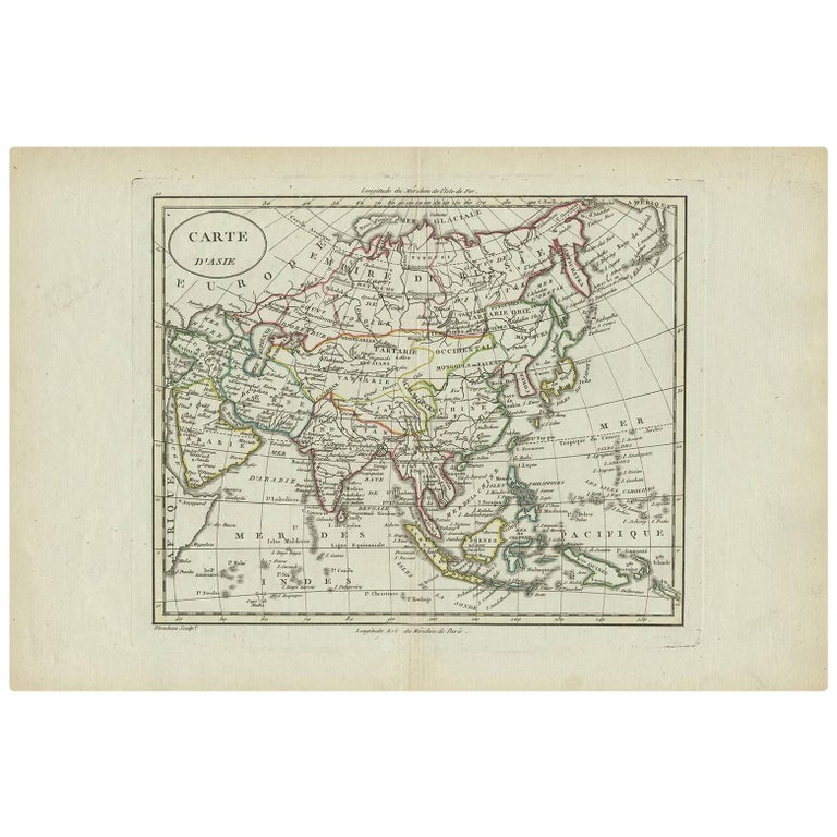 Antique Map of Asia by A. Blondeau, circa 1800 For Sale at 1stDibs