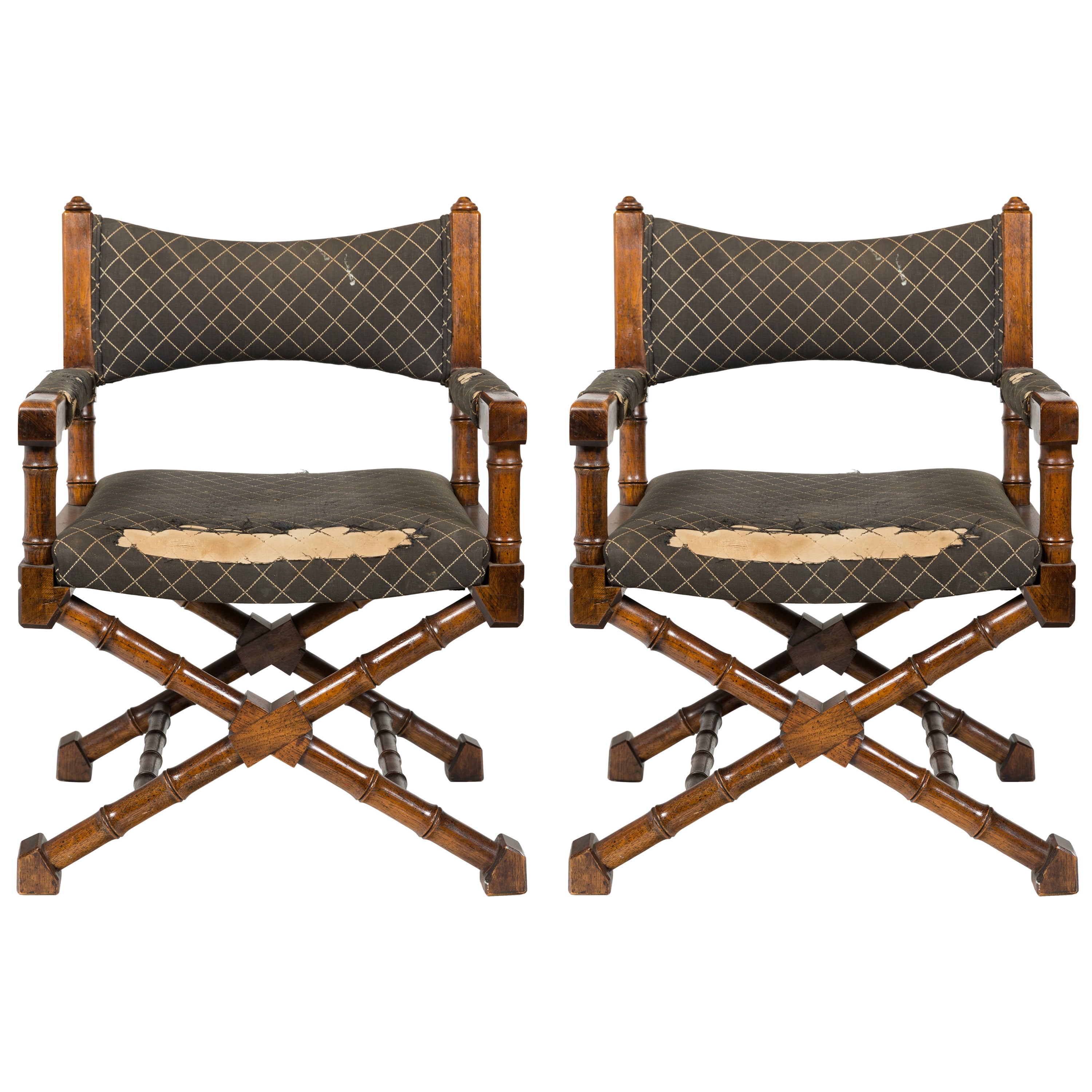 A Pair of 1970s Three Legged Chrome Sling Chairs at 1stDibs