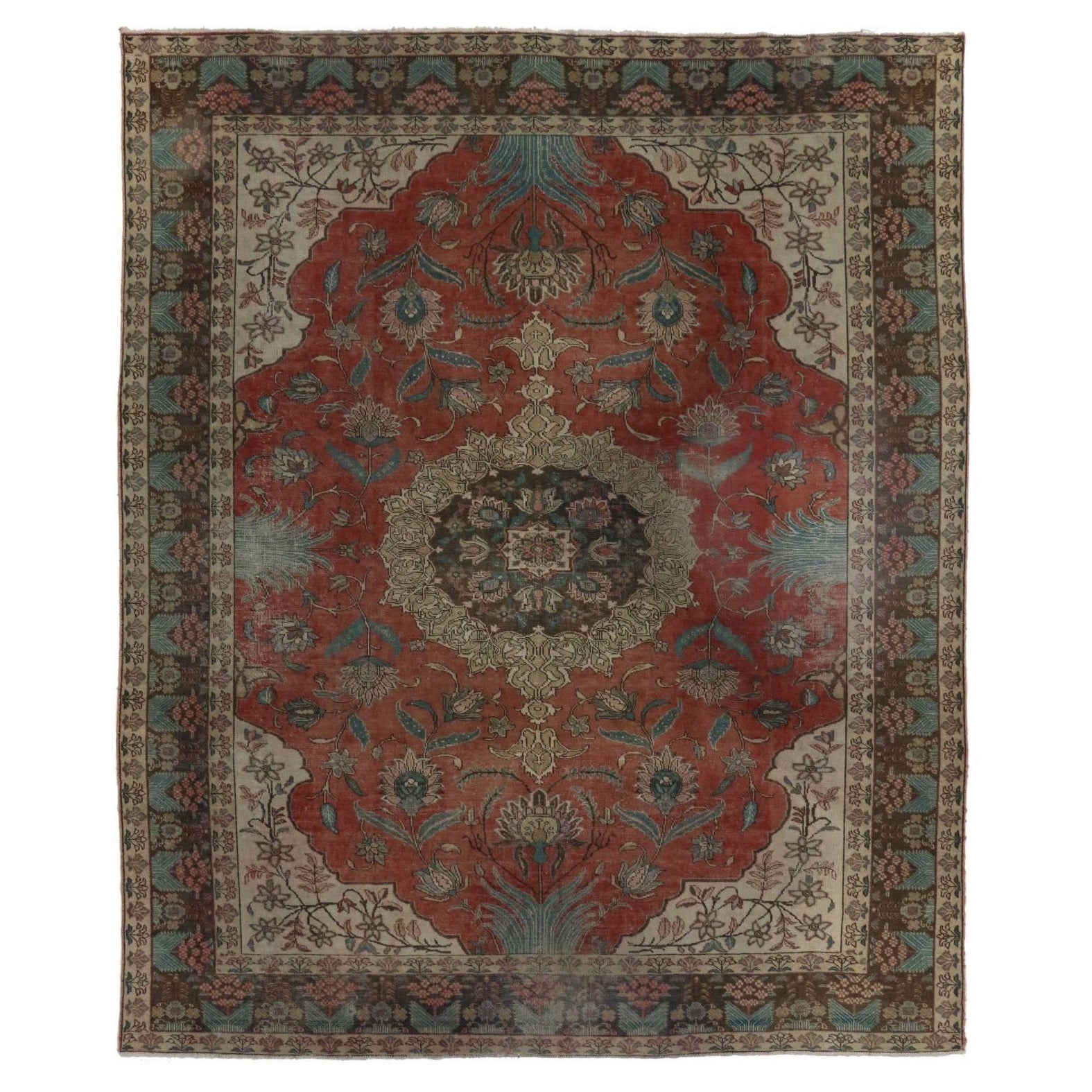 Vintage Persian Tabriz Area Rug with Traditional Colonial and Federal ...