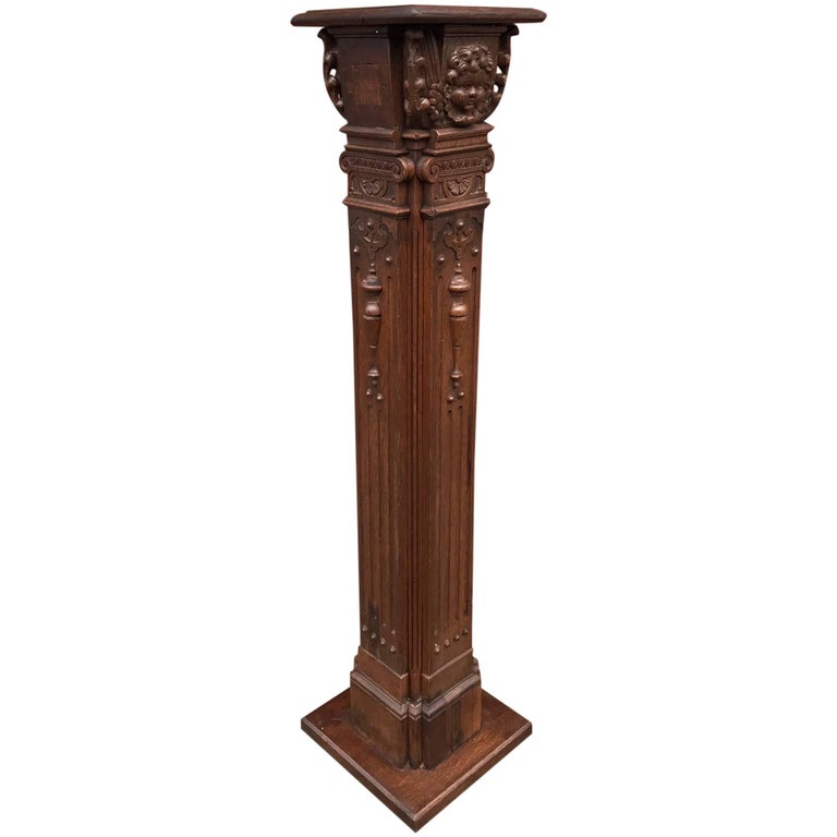Impressive Hand-Carved Oak 18th Century, Antique Column Display ...