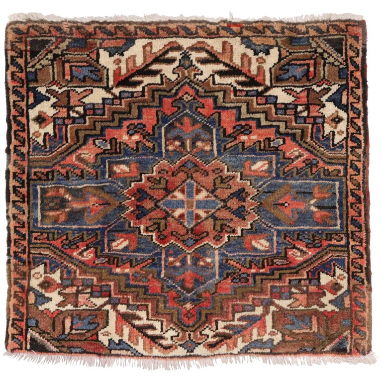 Vintage Persian Heriz Accent Rug with Modern Style, Small Persian Rug ...
