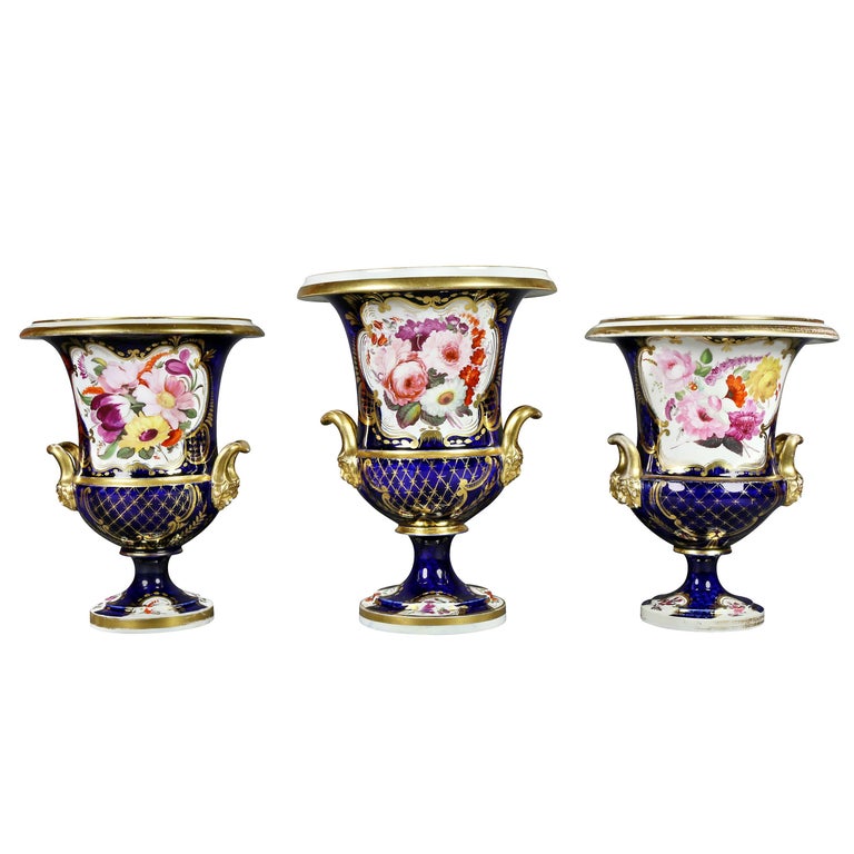Set of Three Regency Pottery Urn Form Vases at 1stDibs