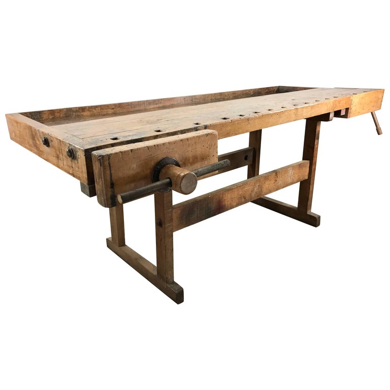 Turn of the Century Industrial Work Bench/Table, Kitchen Island at 1stDibs