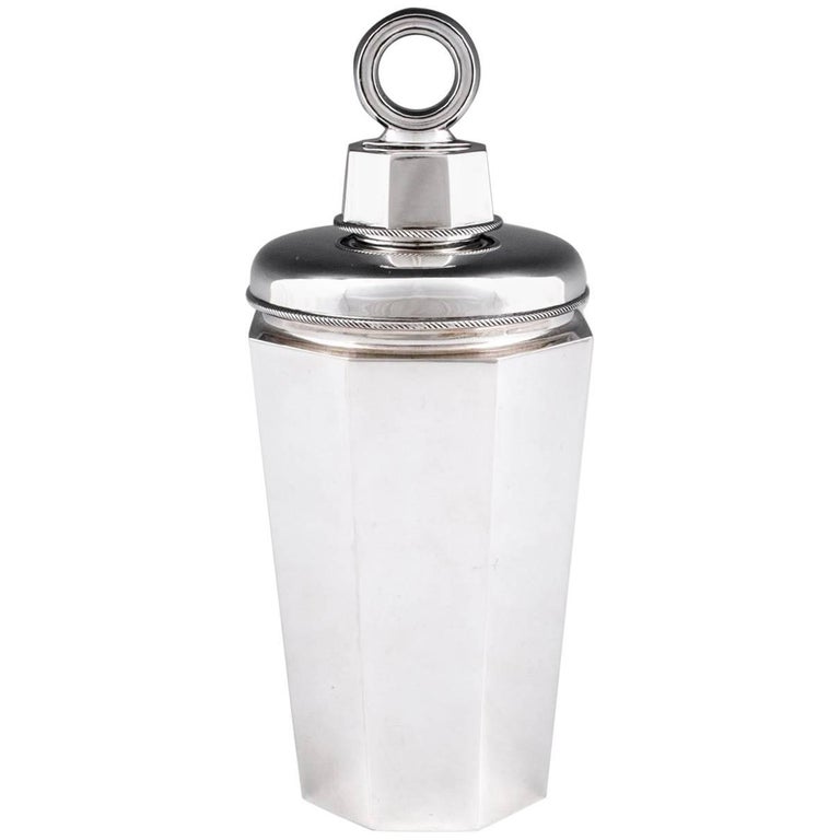 Octagonal Solid Silver Cocktail Shaker by Jacob Tostrup, 20th Century ...