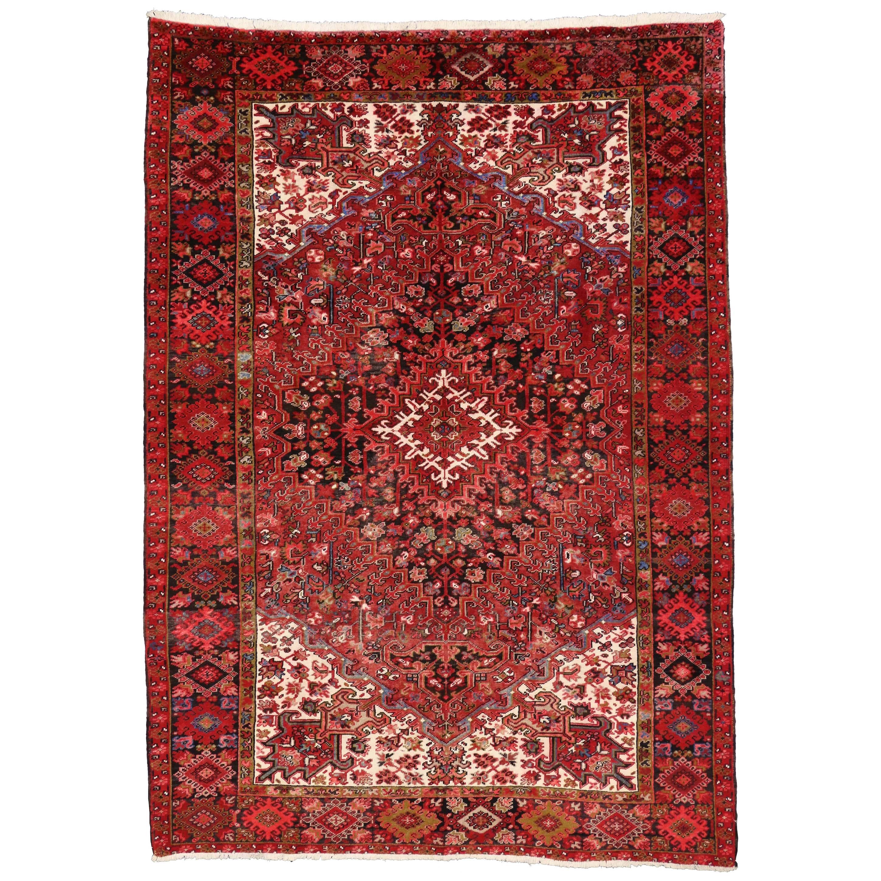 Distressed and Overdyed Vintage Persian Burgundy Rug with Modern Style ...