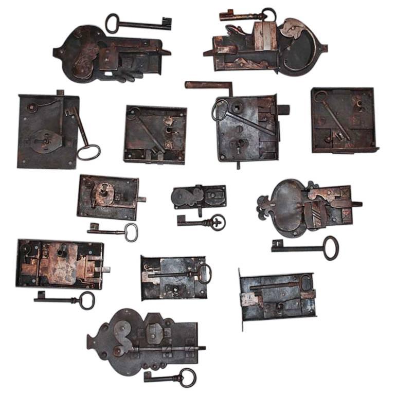 Collection of 13 German Steel Forged Locks For Sale at 1stDibs