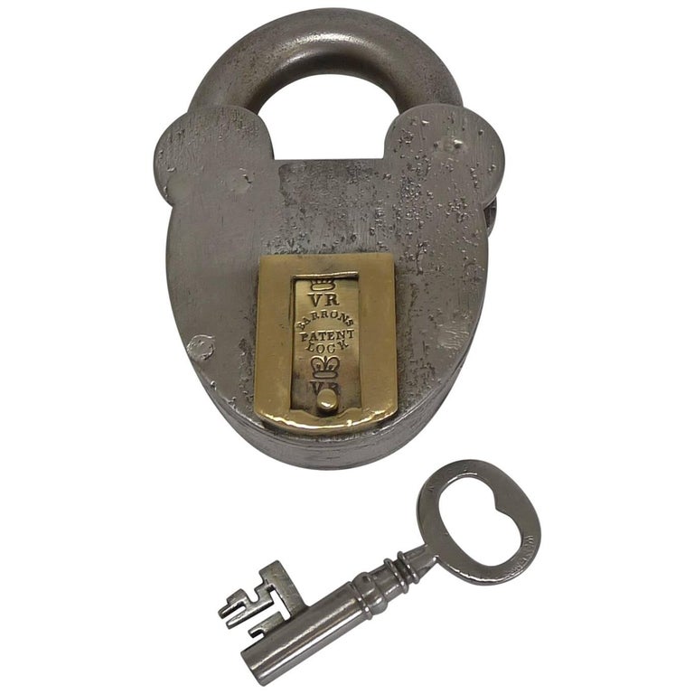 Huge Antique English Polished Steel and Brass Padlock, circa 1860 at ...