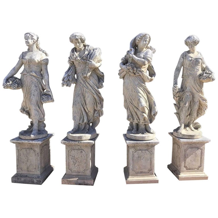 Cast Stone Garden Statues, the Four Seasons at 1stDibs