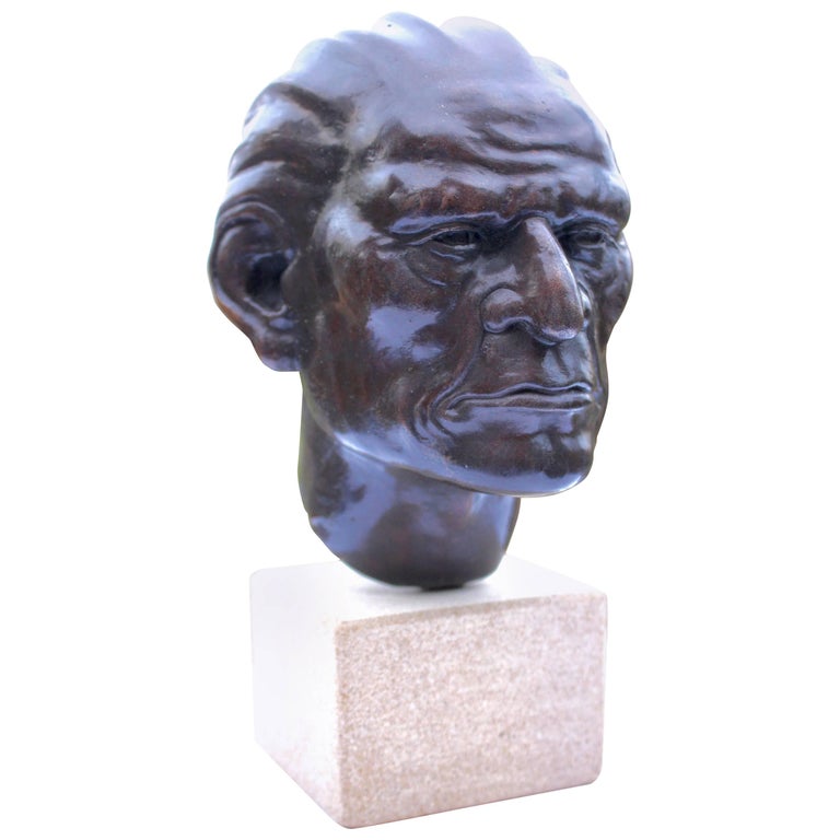 Rare and Regal Cast Stone Native American Indian Cheif Bust at 1stdibs