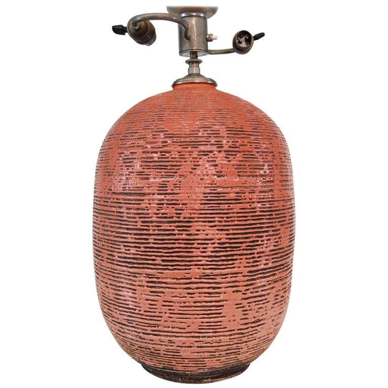 Large Pottery Lamp from Paris in the Manner of Jean Besnard For Sale at ...