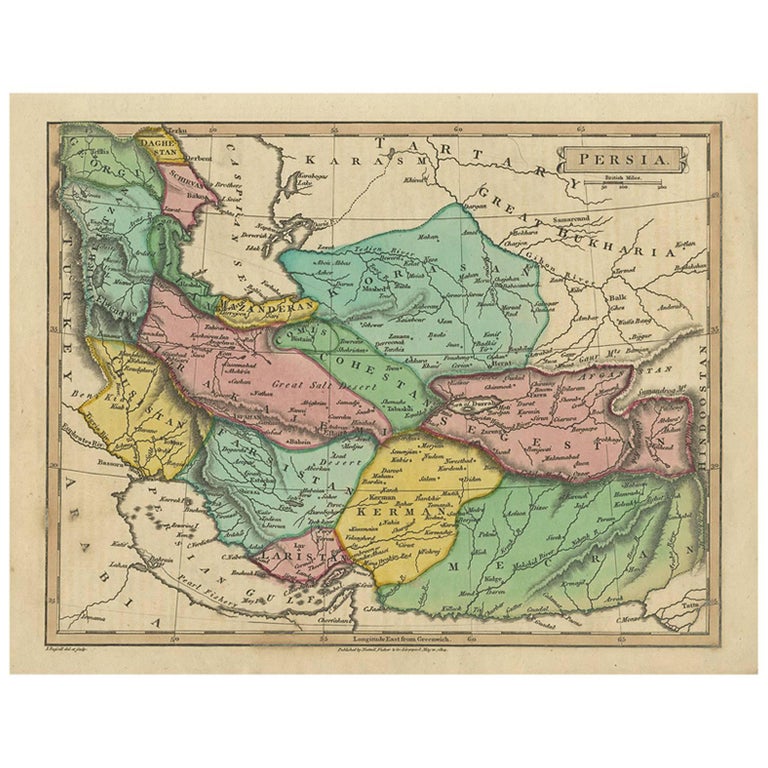 Antique Map of Persia by I. Russel, 1814 at 1stDibs