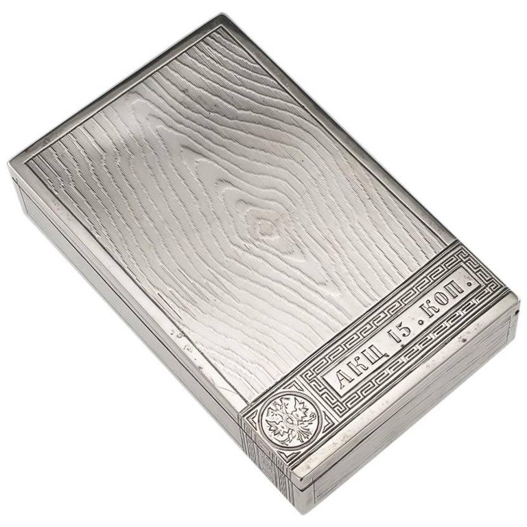 Antique 20th Century Russian Solid Silver Trompe L'oeil Cigar Box ...