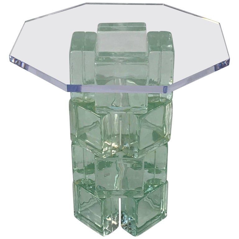 Glass Block Side Table by Imperial Imagineering at 1stDibs