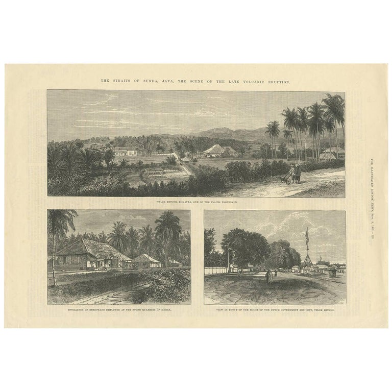 Antique Print of the Straits of Sunda 'Java, Indonesia' Published 1883 ...