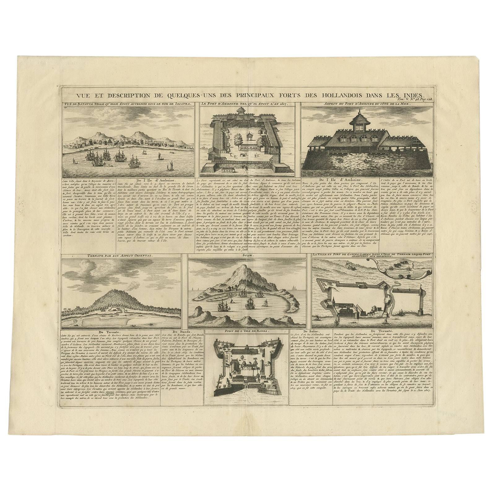 Antique Print of Dutch Forts and Trading Outposts in the East Indies ...