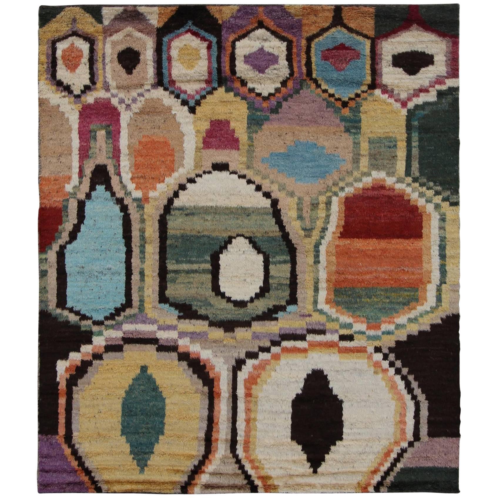 Rio Grande Multicolored Contemporary Hand-Knotted Wool Rug For Sale at ...