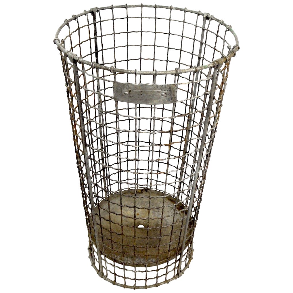 Industrial Heavy Gauge Metal Mesh Waste Basket by Norwich For Sale at ...
